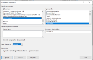 Changing Word’s Format Painter shortcut – Em Rule
